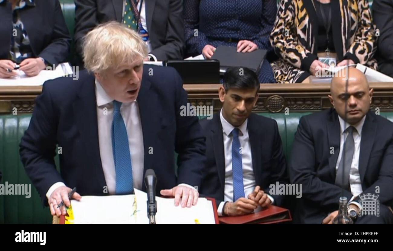 Prime Minister Boris Johnson speaks during Prime Minister's Questions ...