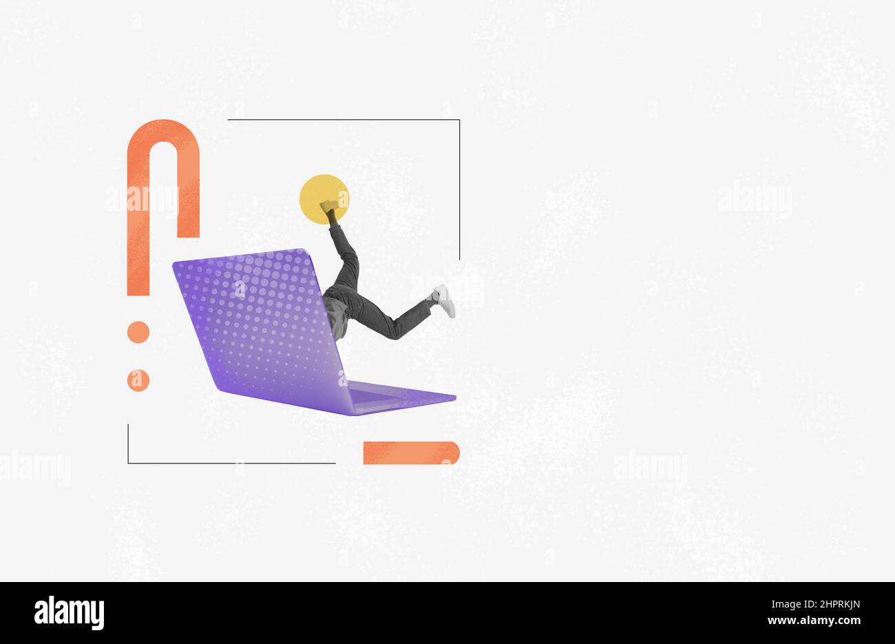 Contemporary art collage. Businessman, manager's legs sticking out ...