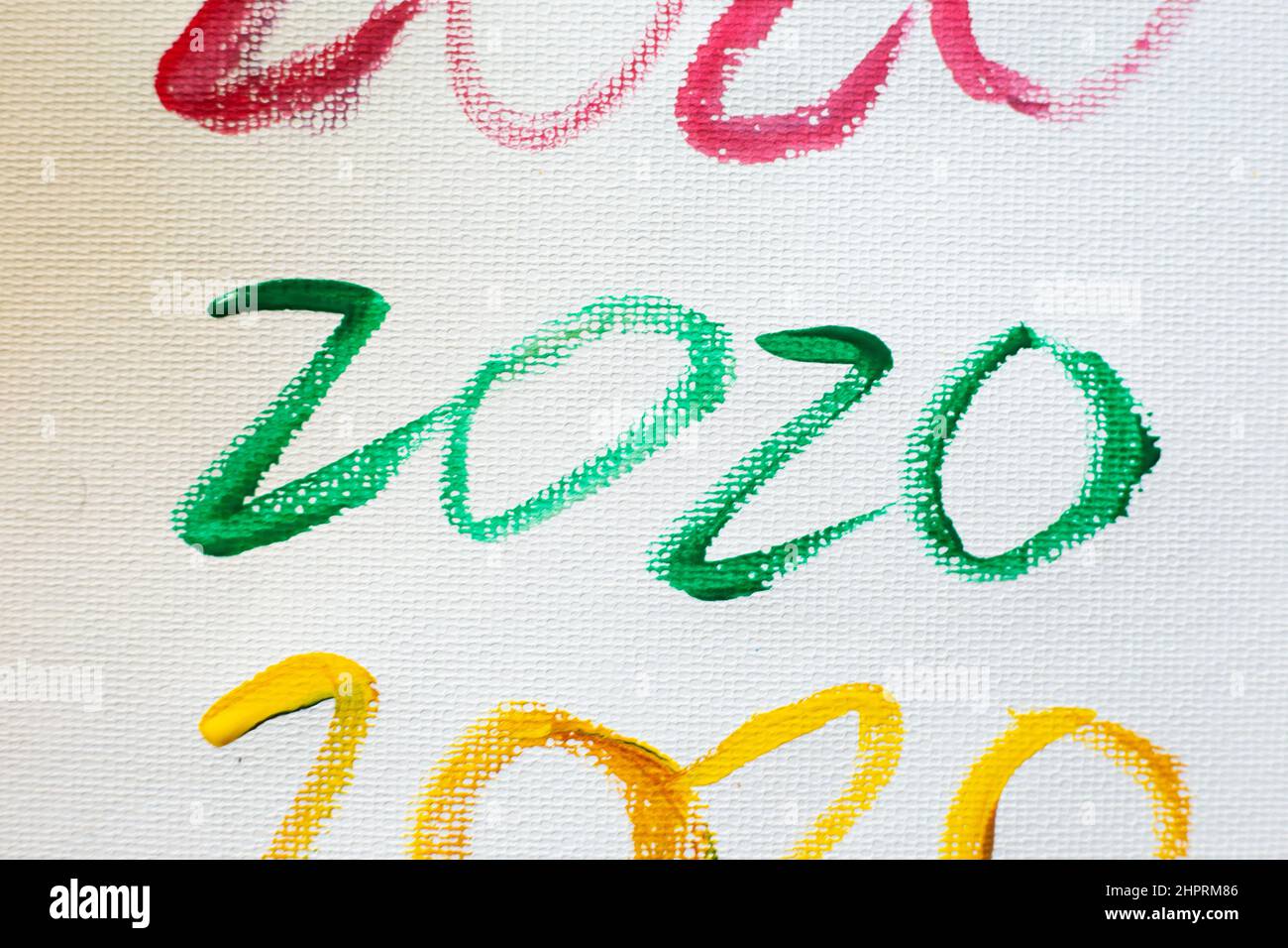 2020 new year watercolor hand paint on craft white paper art drawing ...