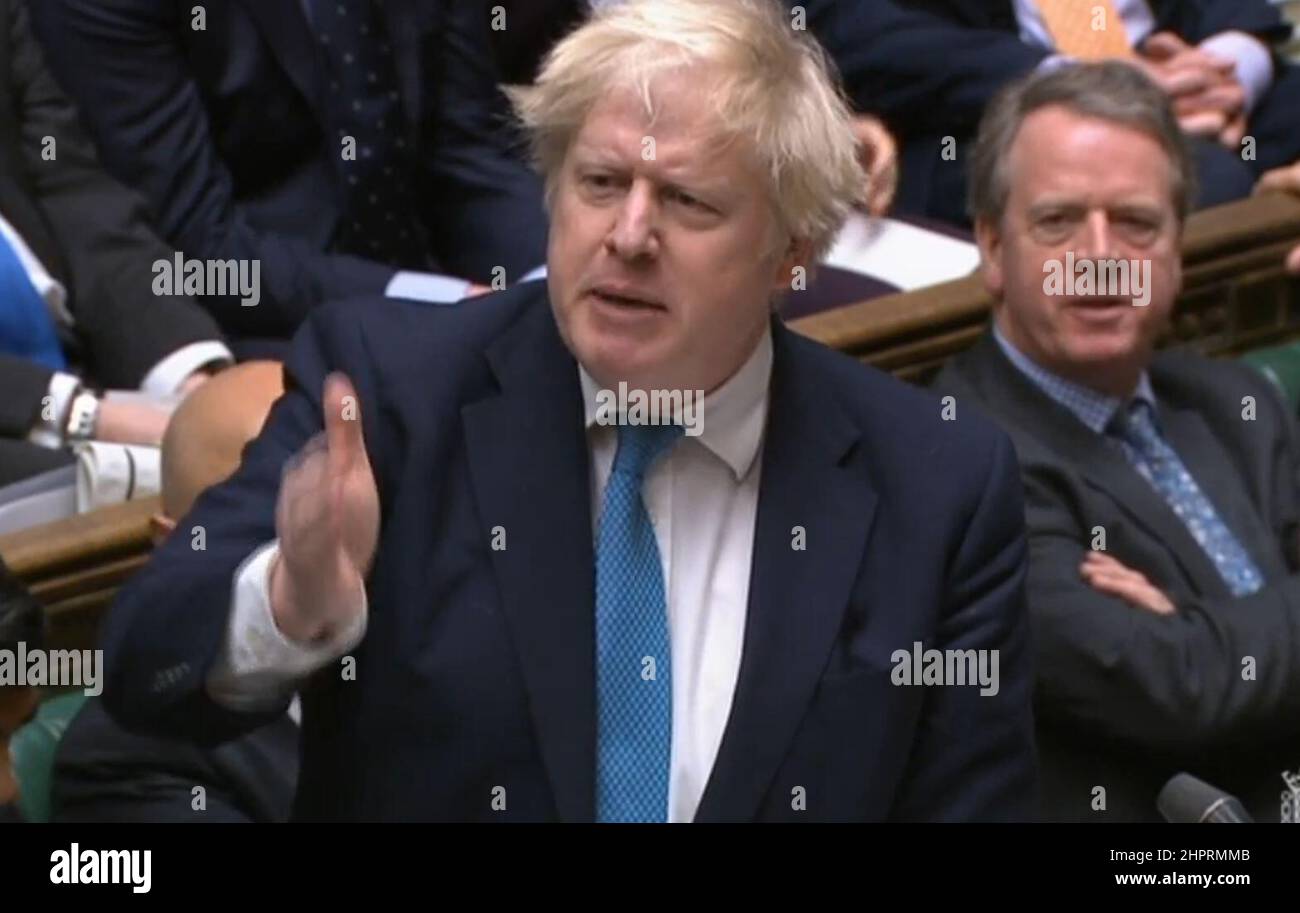 Prime Minister Boris Johnson speaks during Prime Minister's Questions ...