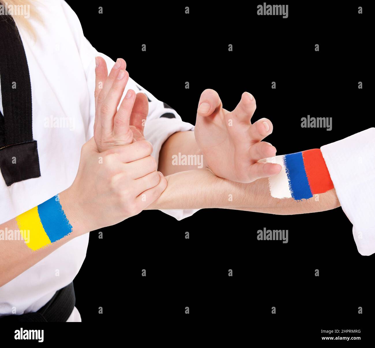 Power takeover Ukraine and Russia two fighting hands of representatives ...