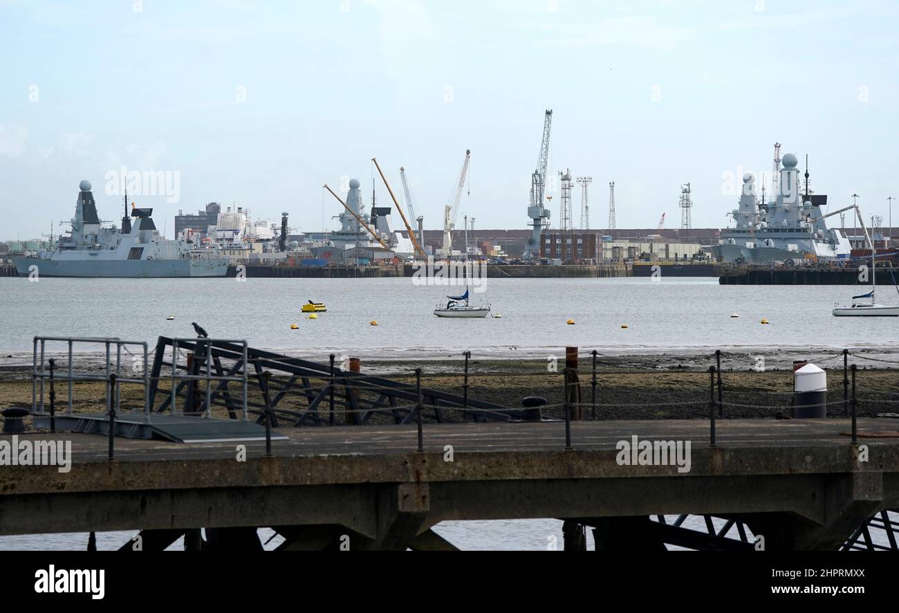 (left to right) the Royal Navy Type 45 destroyers HMS Diamond, HMS ...