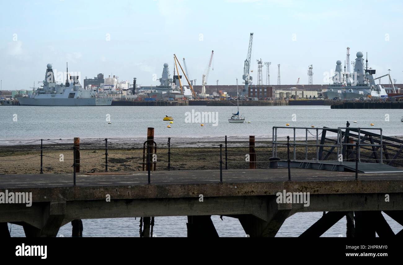 (left to right) the Royal Navy Type 45 destroyers HMS Diamond, HMS ...