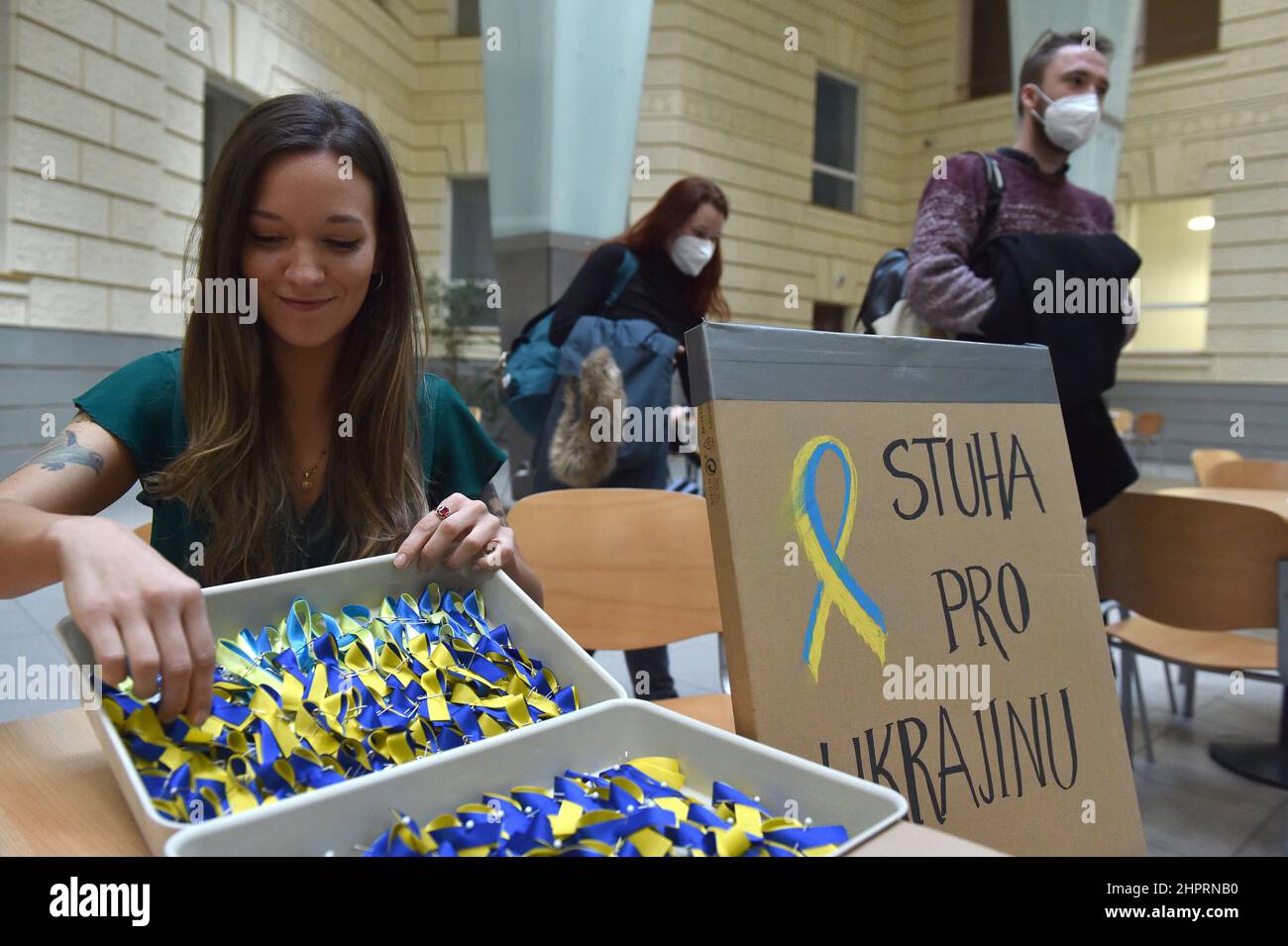 Brno, Czech Republic. 23rd Feb, 2022. Students of the Masaryk ...