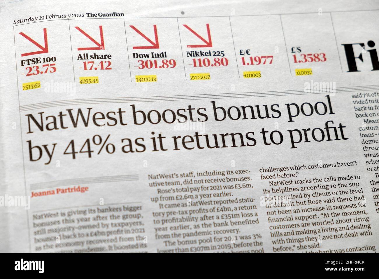 'NatWest boosts bonus pool by 44% as it returns to profit' Guardian ...