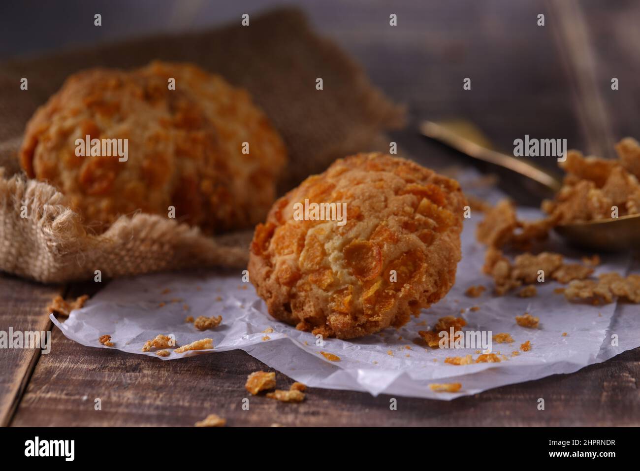 Corn Flakes Cookies, home made biscuits arranged beautifully Stock ...