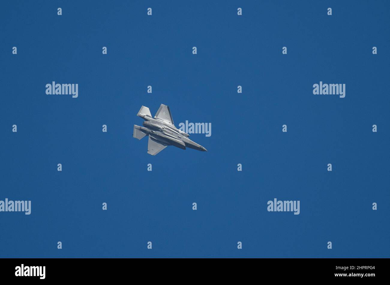 Spangdahlem, Germany. 23rd Feb, 2022. A U.S. F-35 fighter jet flies ...