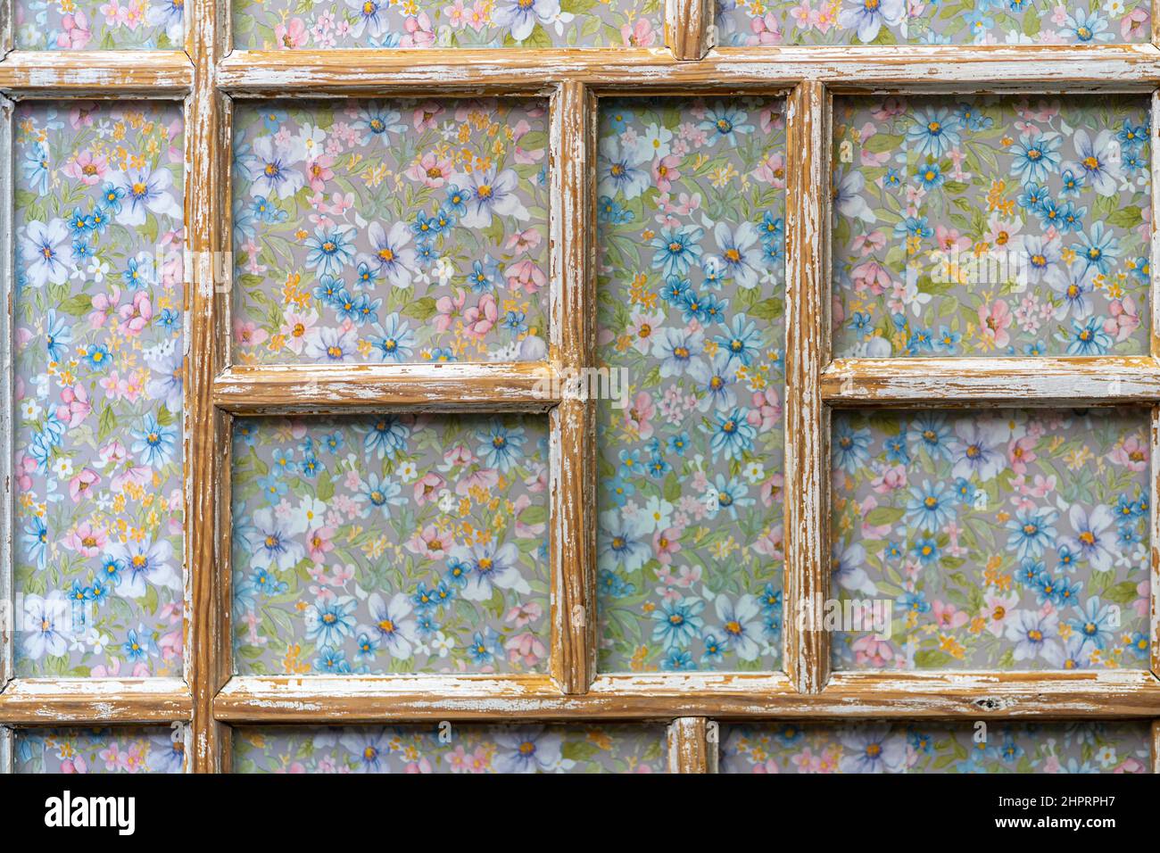 Image of Vintage flowers texture wall texture with wooden frames Stock ...