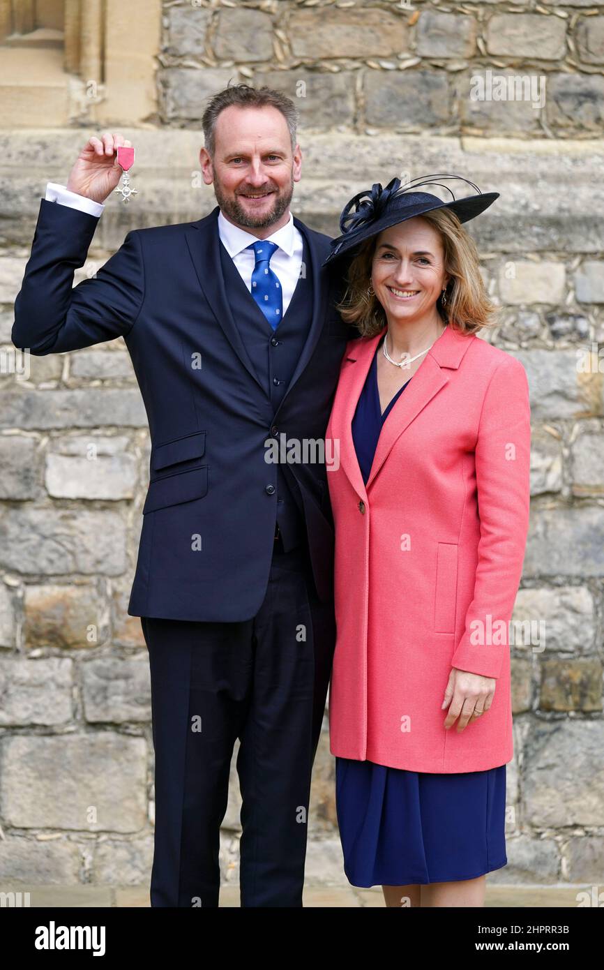 Mark Mathieson, with wife Helen, after he was made a MBE (Member of the ...