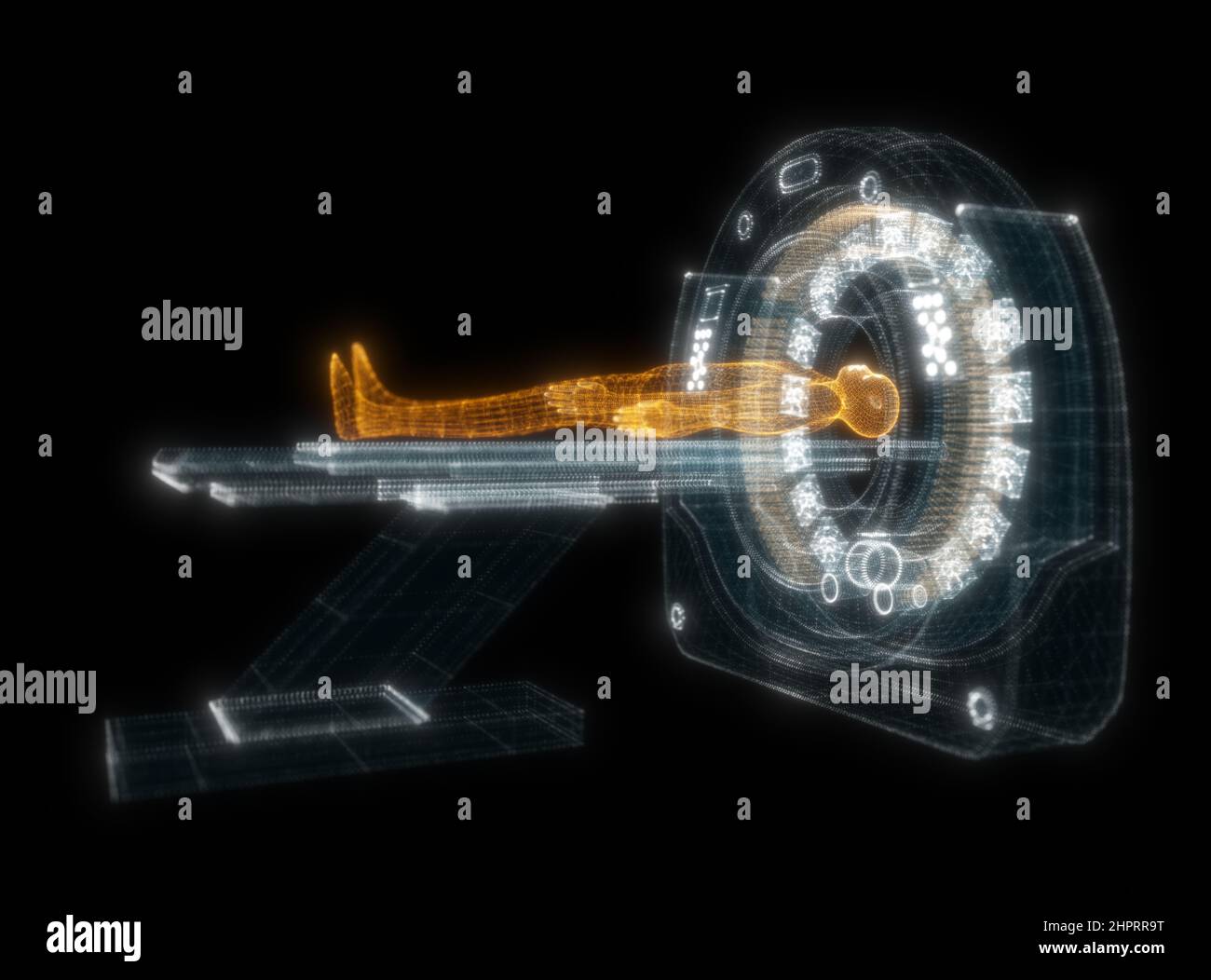 Digital MRI scan with patient Hologram. Medicine and Technology Concept ...