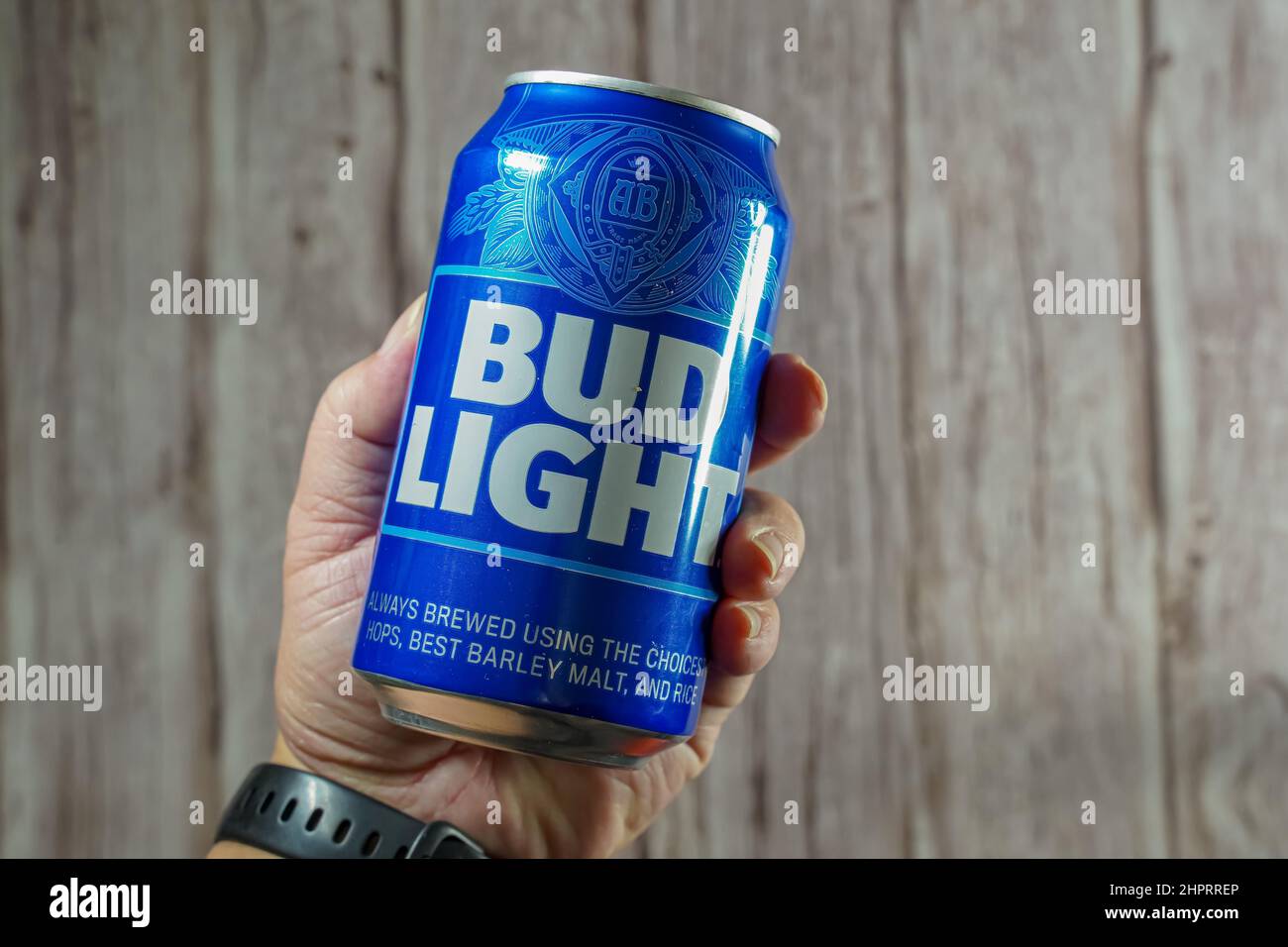 Marinette,WI-U.S.A.-Nov10,2021: The Can of Bud Light . Bud Light is the ...