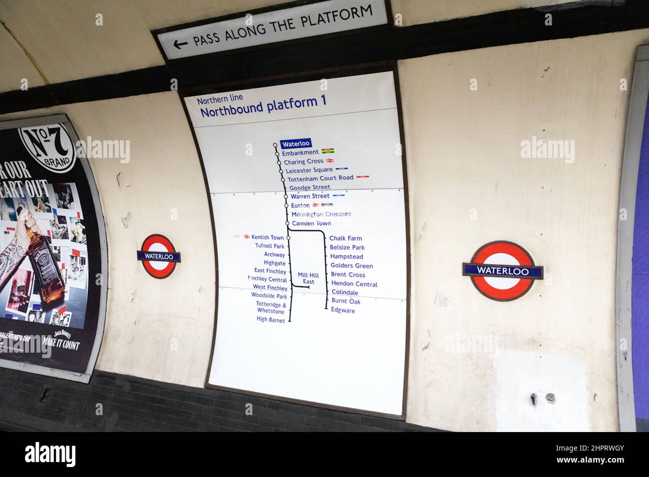 Waterloo underground station sign Stock Photo - Alamy