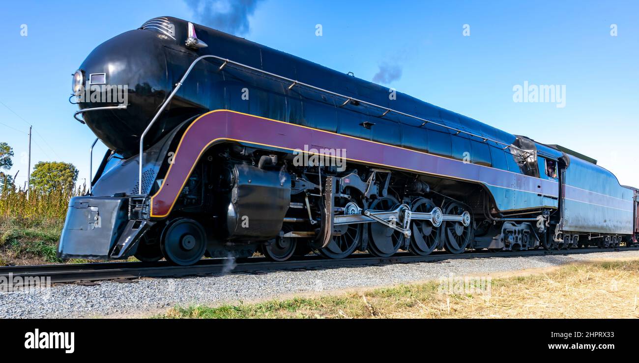 A Close Up View of a Steam Locomotive's Drive Gear as it Gets Ready for ...