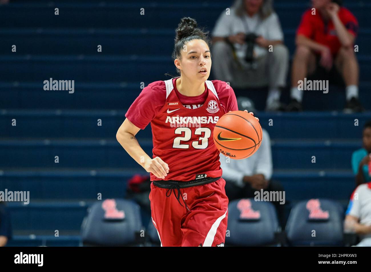 February 22, 2022: Arkansas guard Amber Ramirez (23) in action during ...