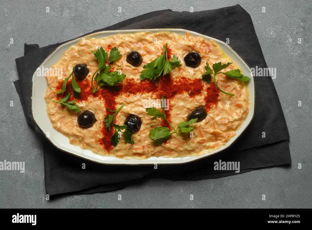 Carrot Tarator in Ceramic Plate. Traditional Appetizer. Ready to Eat ...