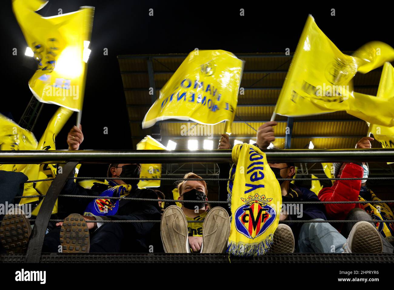 Villarreal, Spain, 22nd February 2022. Villarreal fans wave yellow ...