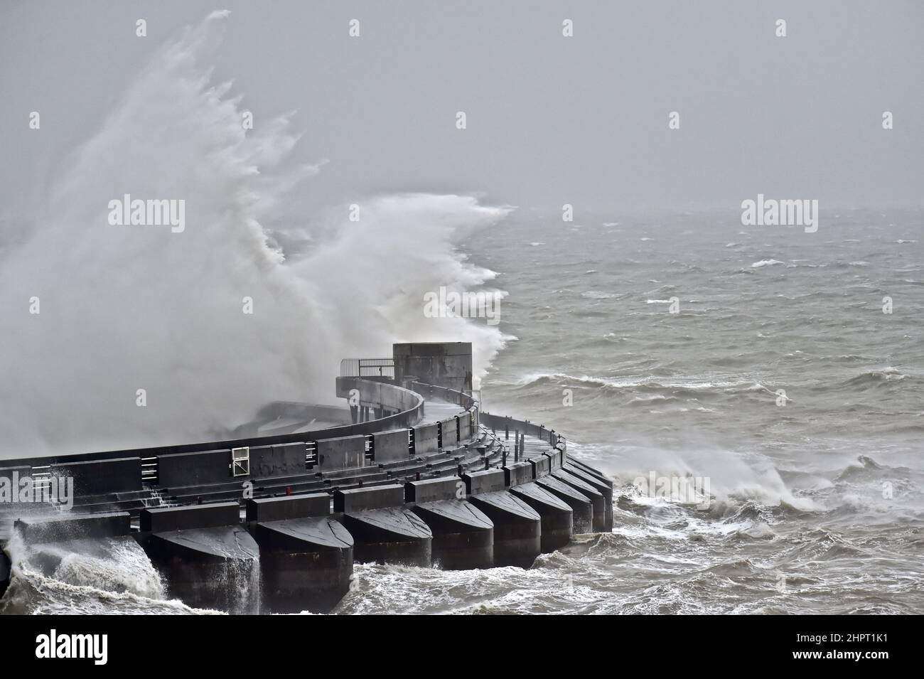 Storm Eunice hits Brighton Marina, East Sussex UK 2022 Stock Photo - Alamy