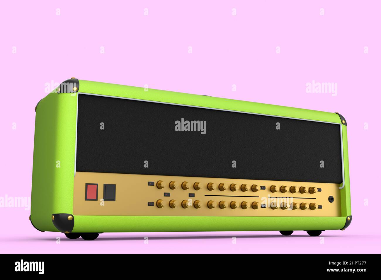 Classical electric and acoustic guitar amplifier isolated on pink ...