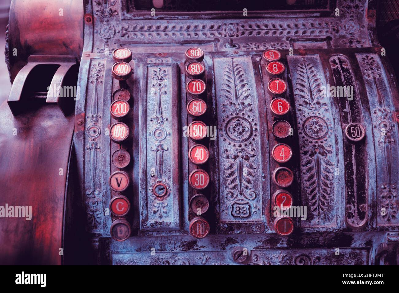 Antique rusty cash register. Toned photo Stock Photo - Alamy