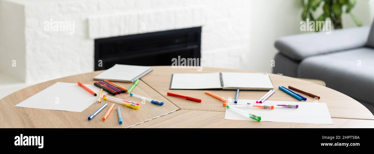 Student creative desk mock up with colorful office supplies, laptop and ...