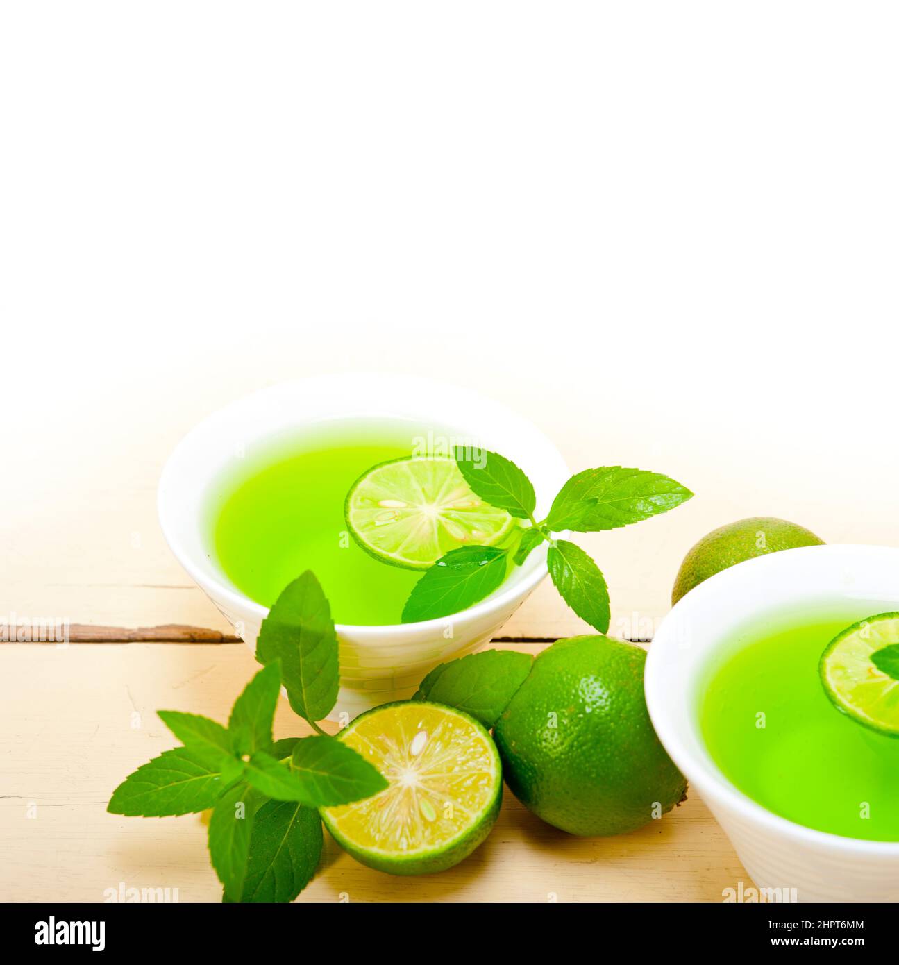 fresh and healthy mint infusion tea tisane with lime Stock Photo - Alamy