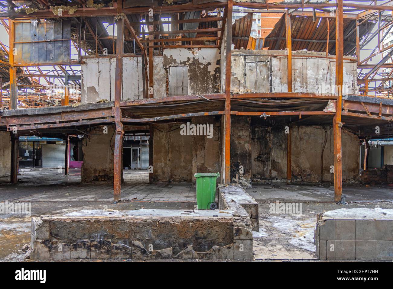 Shopping Mall Inferno Fire Bended Steel Structure Danger Stock Photo ...