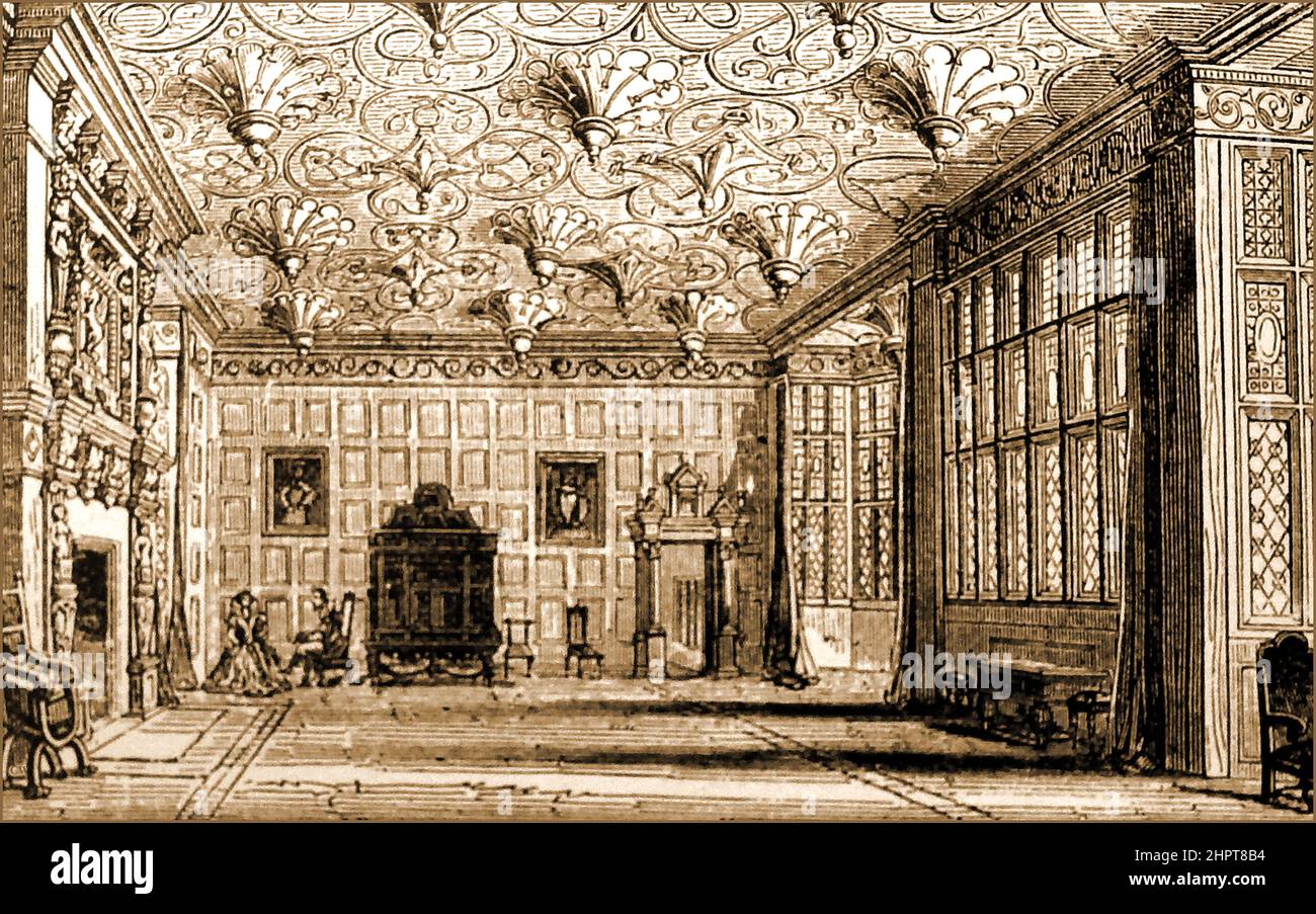 Architecture. A late 19th century engraving of Elizabethan architecture ...