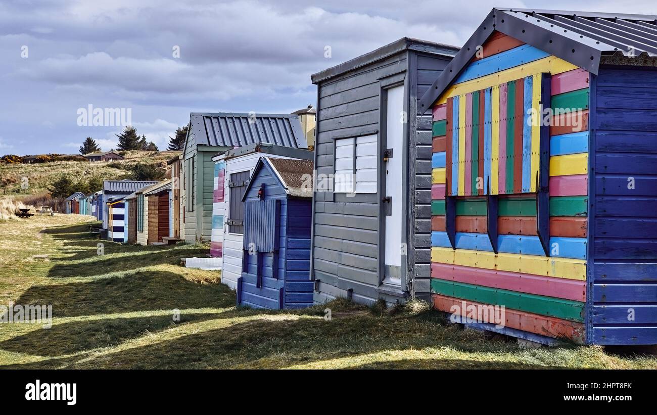 Beach Huts at Hopeman Stock Photo - Alamy