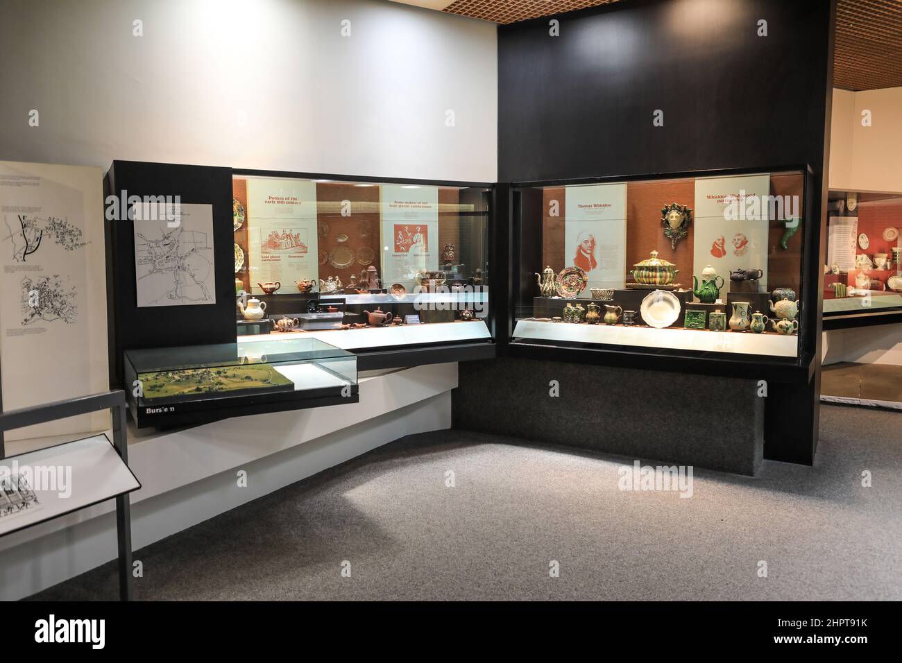 Lead glazed earthenware pottery on display at the Potteries Museum and ...