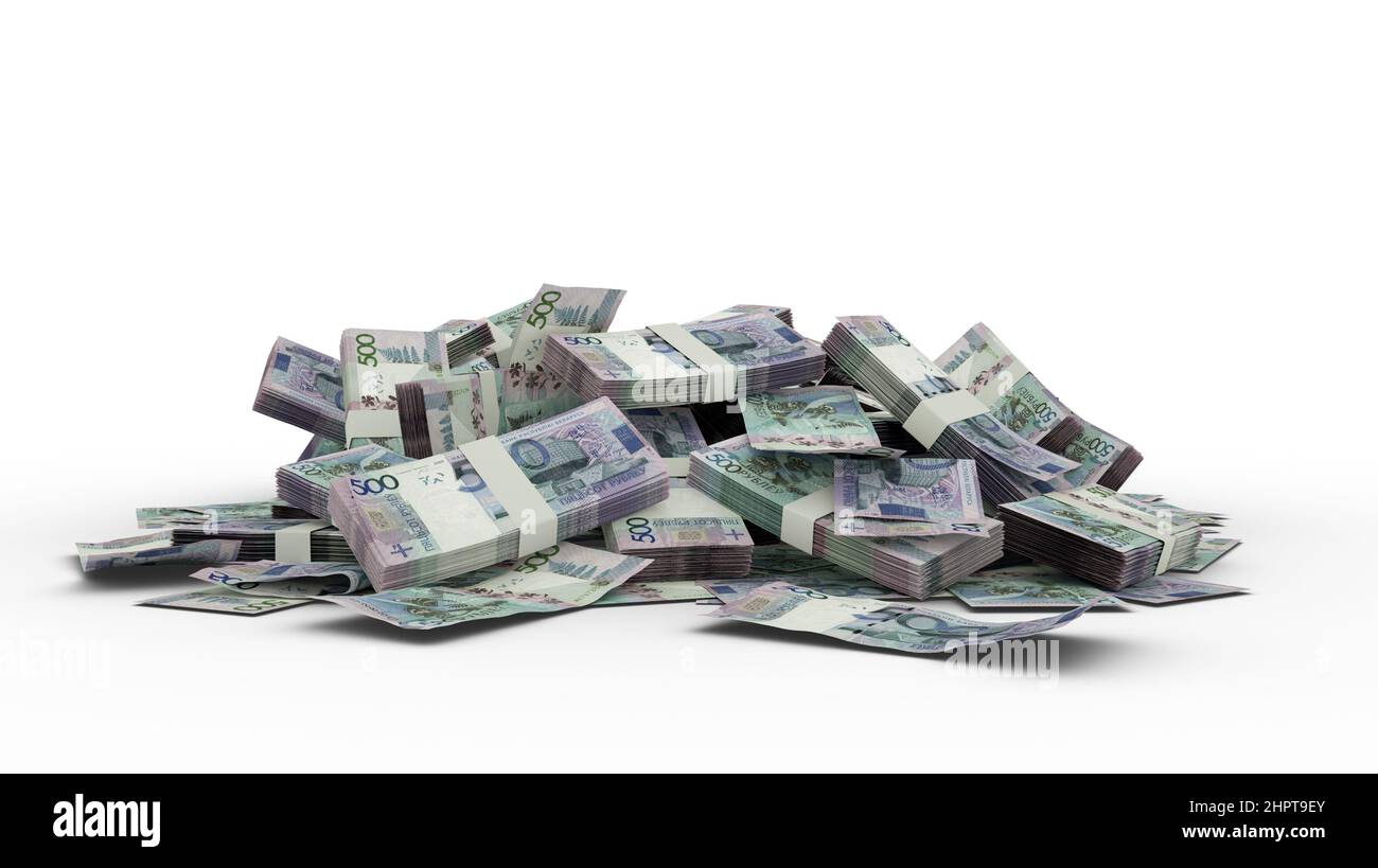 3D Stack of Belarusian ruble notes isolated on white background Stock ...