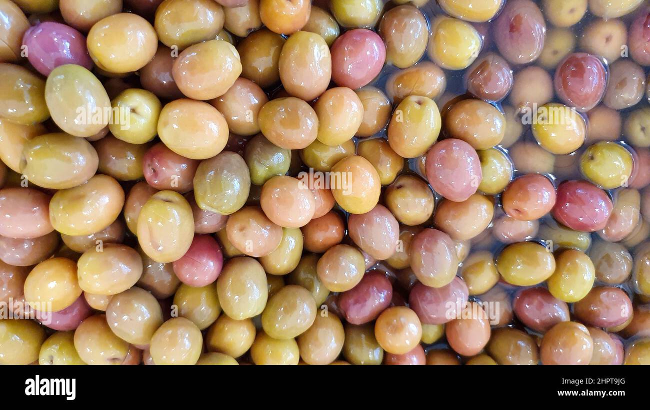 Mixed organic olive varieties in The Market Stock Photo - Alamy