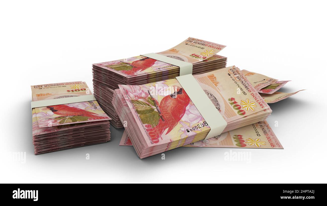 3D Stack of Bermuda Dollar notes isolated on white background Stock ...