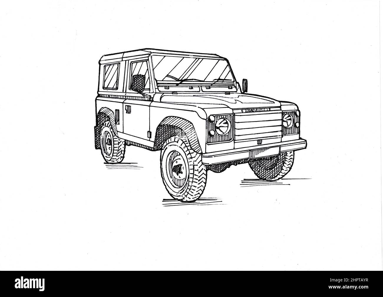 Sketch for a classic off road vehicle on a white background Stock Photo ...