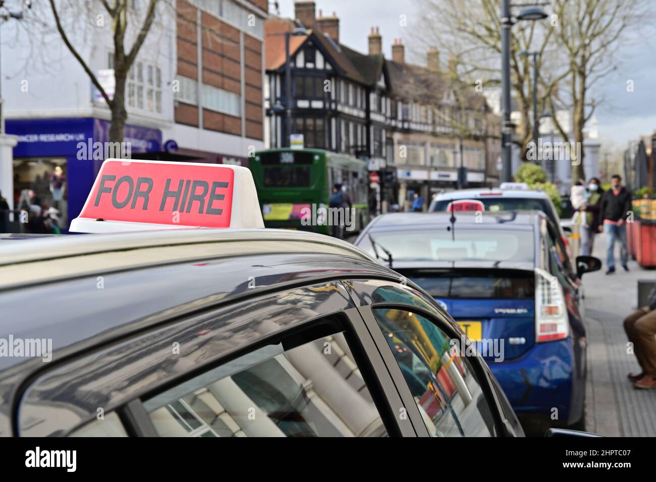Town Taxi cabs sign Stock Photo - Alamy