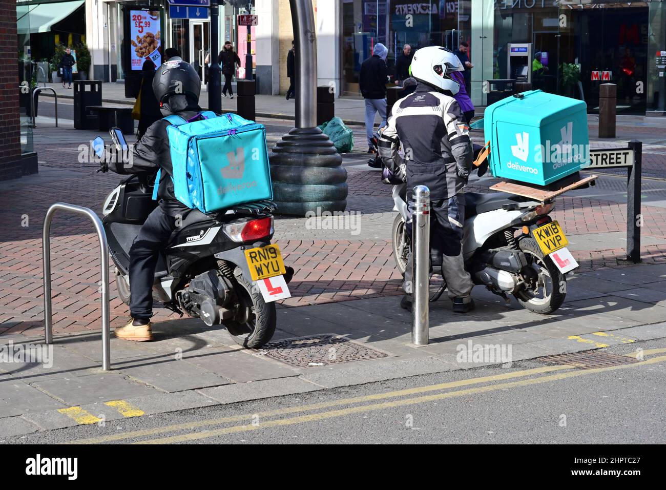 Deliveroo food delivery bikes hi-res stock photography and images - Alamy