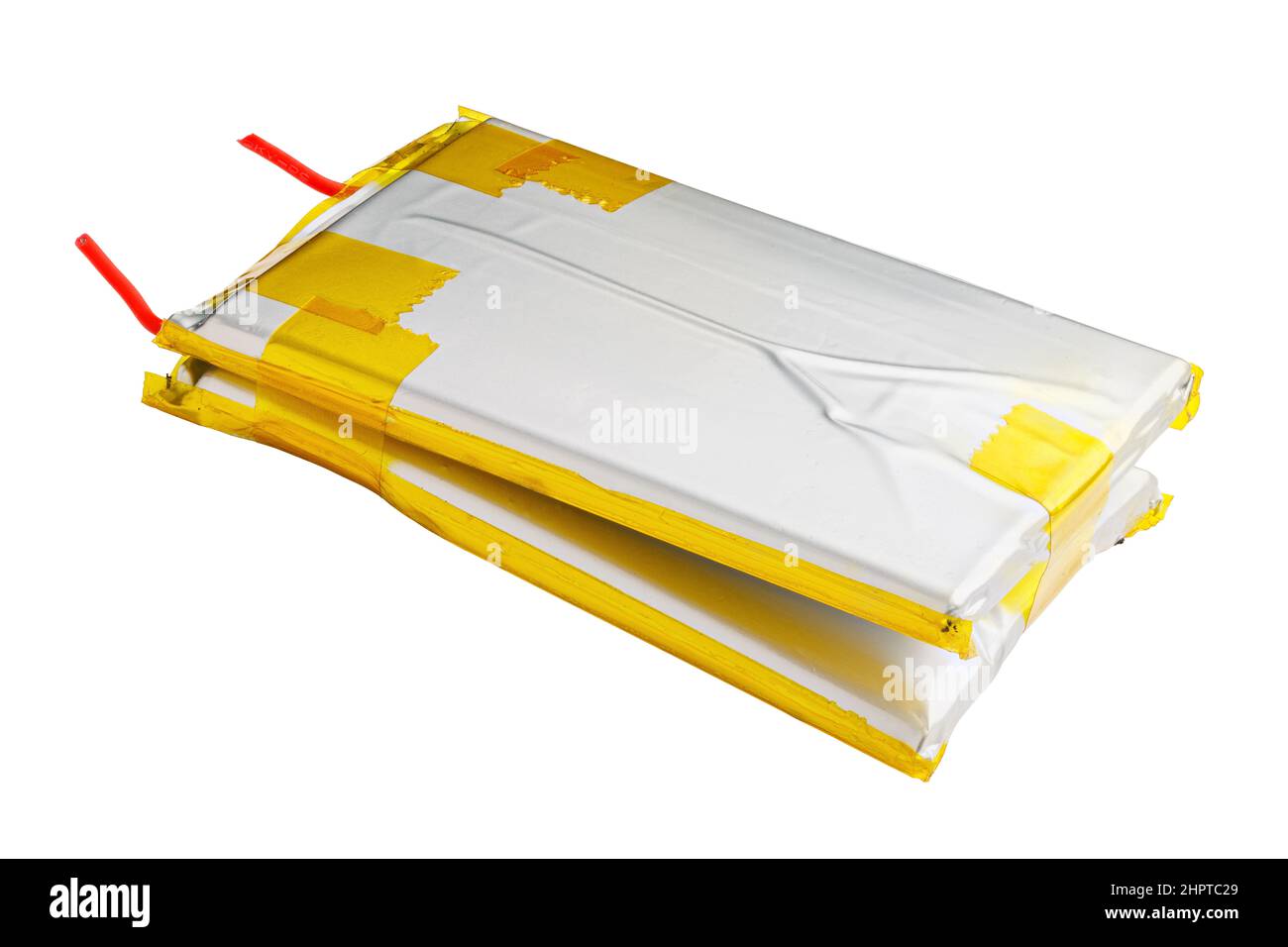 swollen double Li-ion battery pack isolated on white background Stock ...