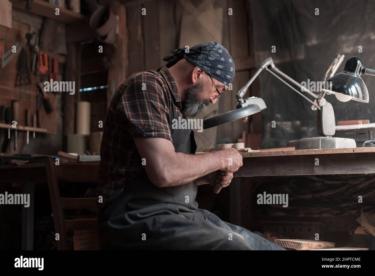 Carpenter making wooden spoon hi-res stock photography and images - Alamy