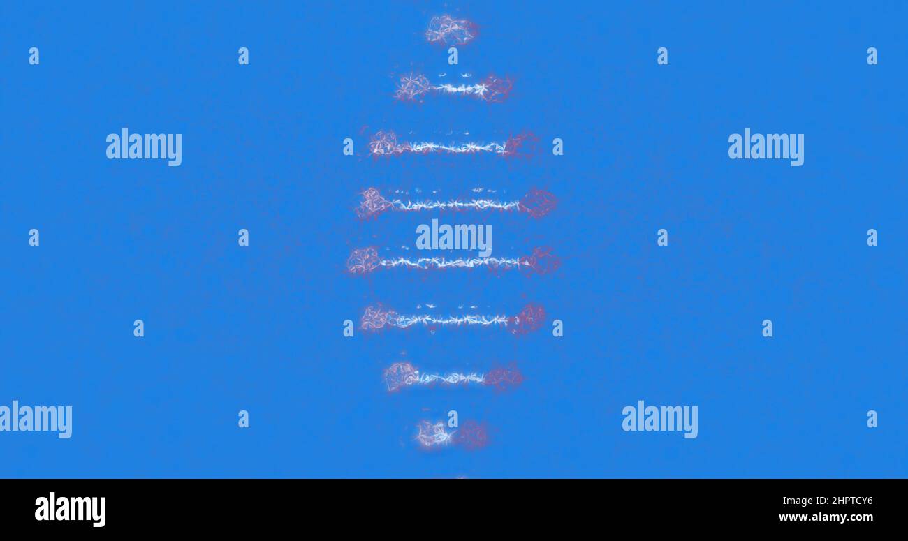 Image of dna strand spinning and human brain on blue background Stock ...