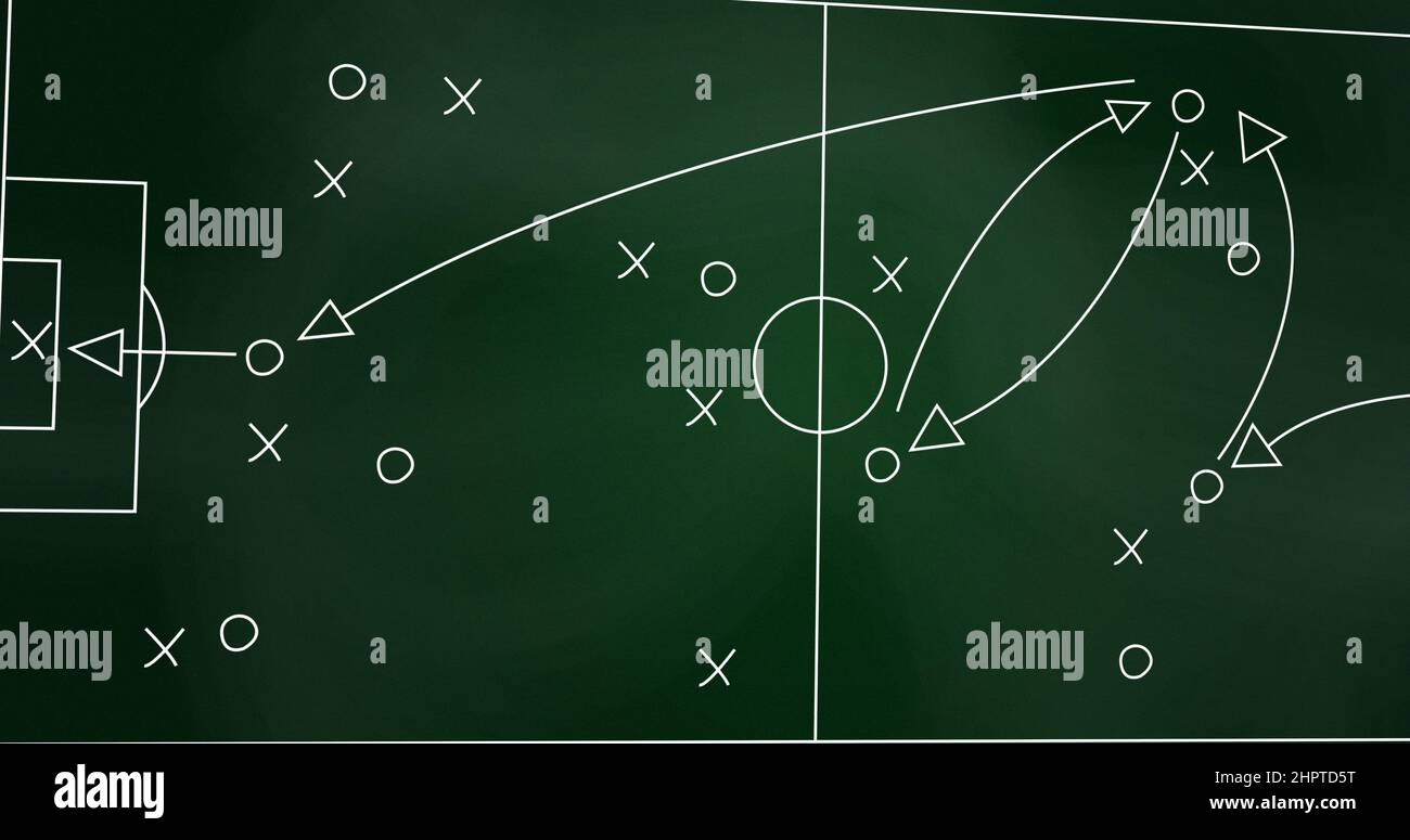 Image of drawing of game plan over green background Stock Photo - Alamy