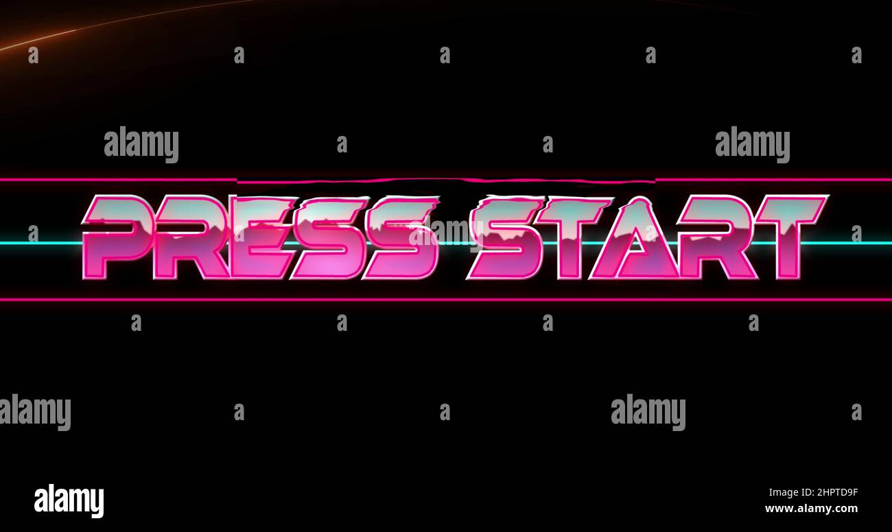 Image of press start text on black background Stock Photo - Alamy
