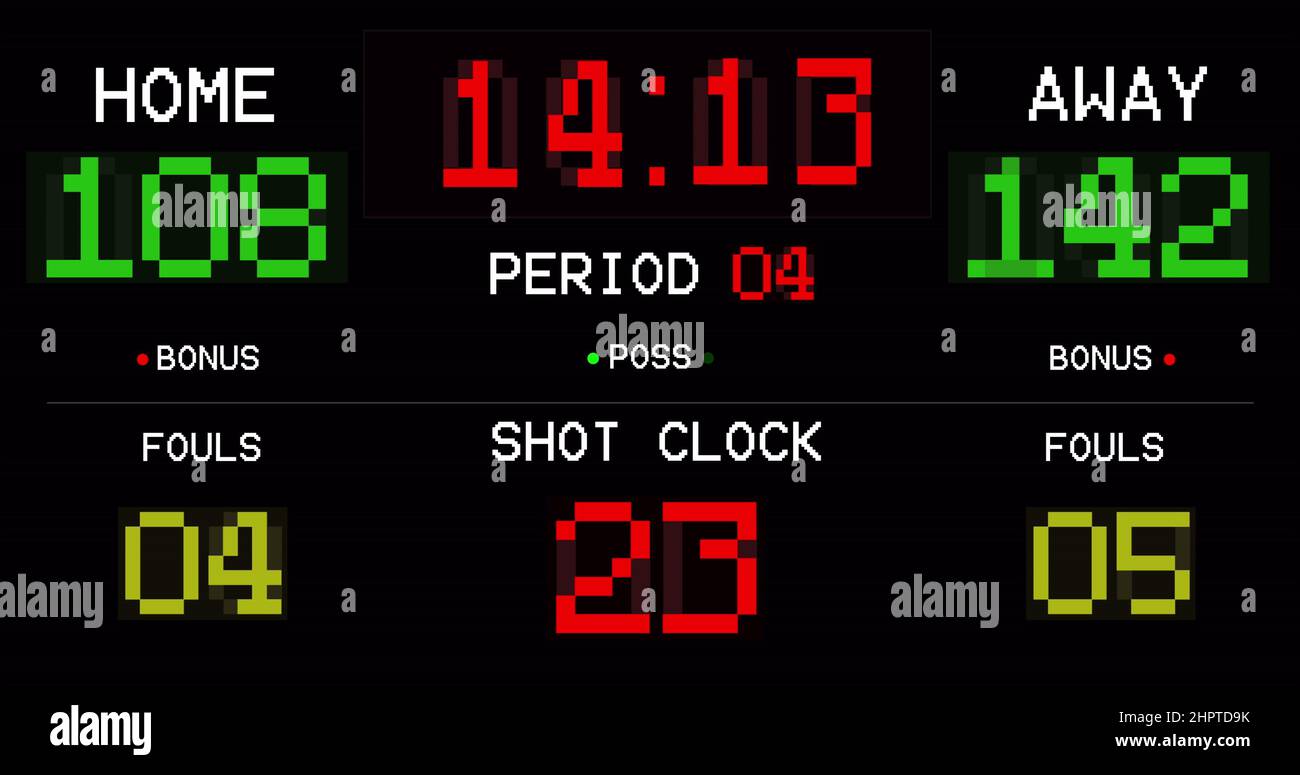 Image of scoreboard with numbers on black background Stock Photo - Alamy