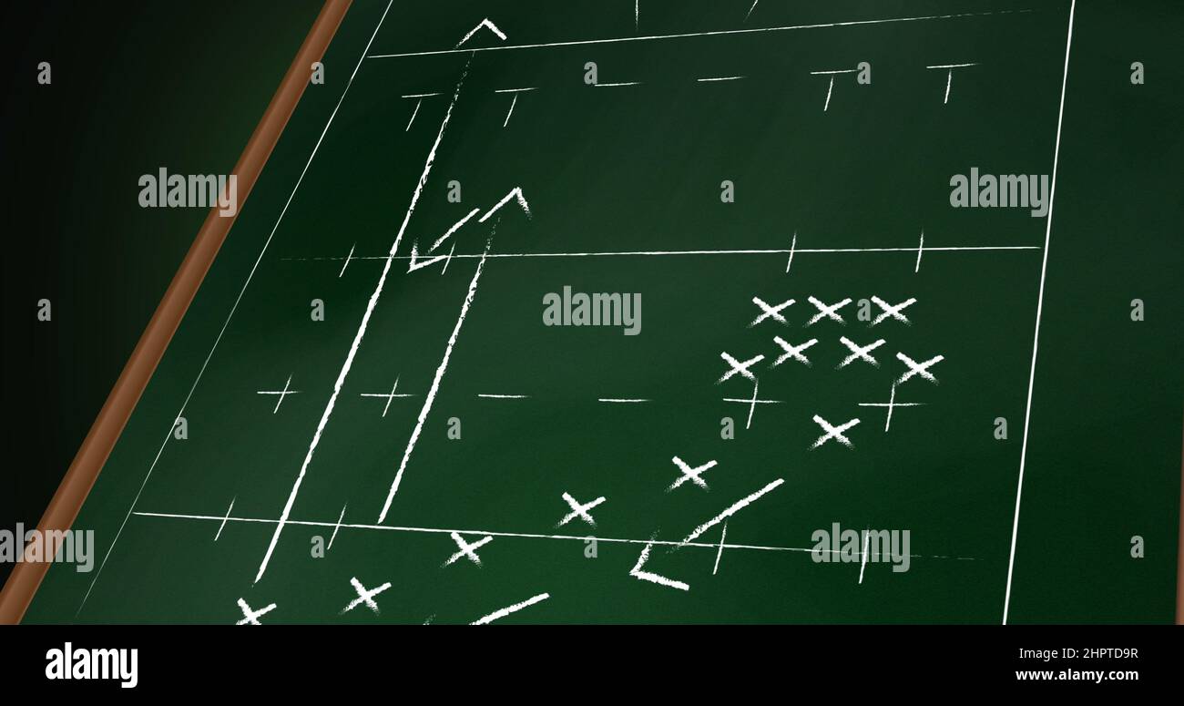 Image of drawing of game plan over green background Stock Photo - Alamy