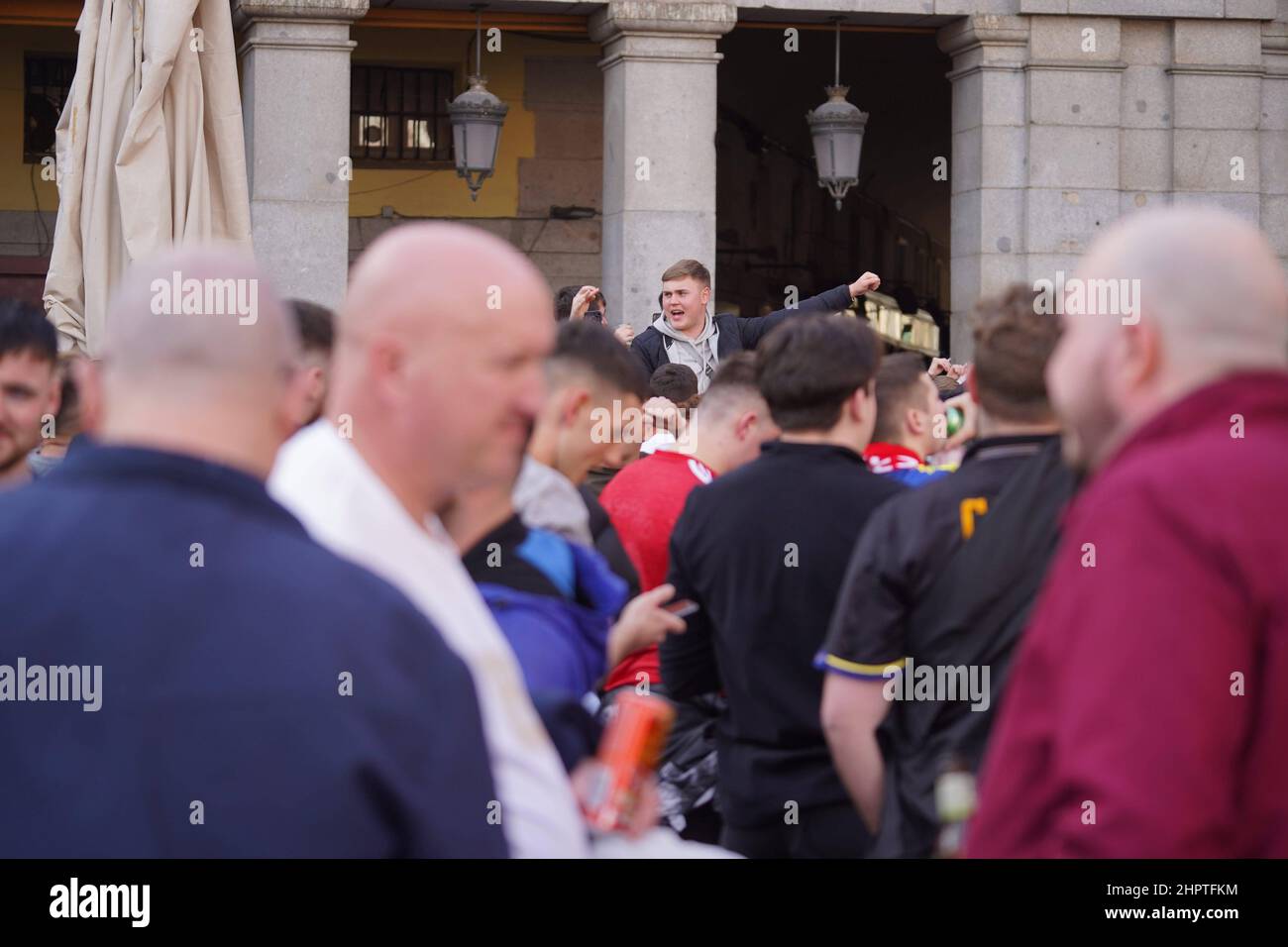 Madrid, Spain. 23rd Feb, 2022. The 'hooligans' of Manchester United ...