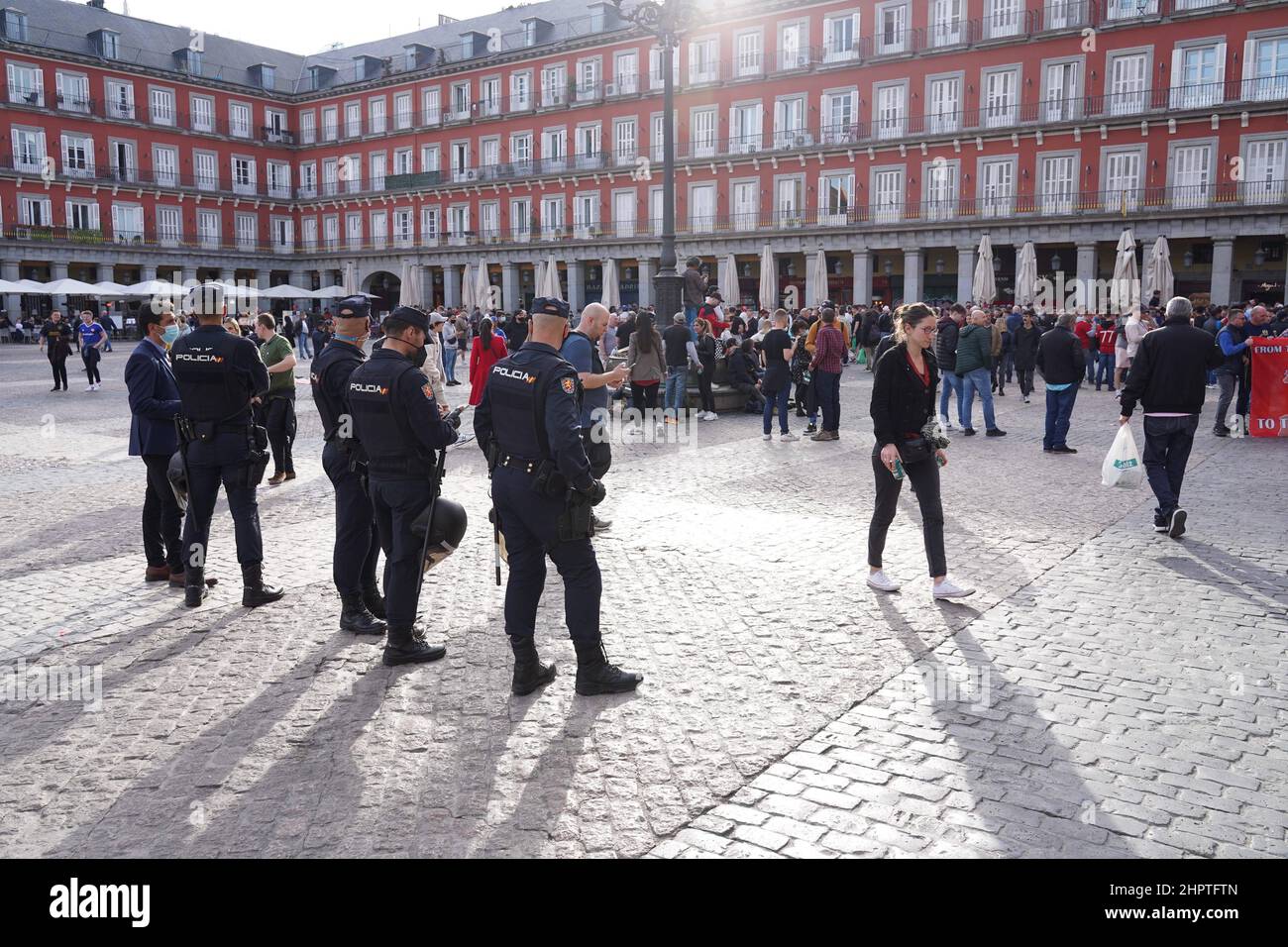 Madrid, Spain. 23rd Feb, 2022. The 'hooligans' of Manchester United ...