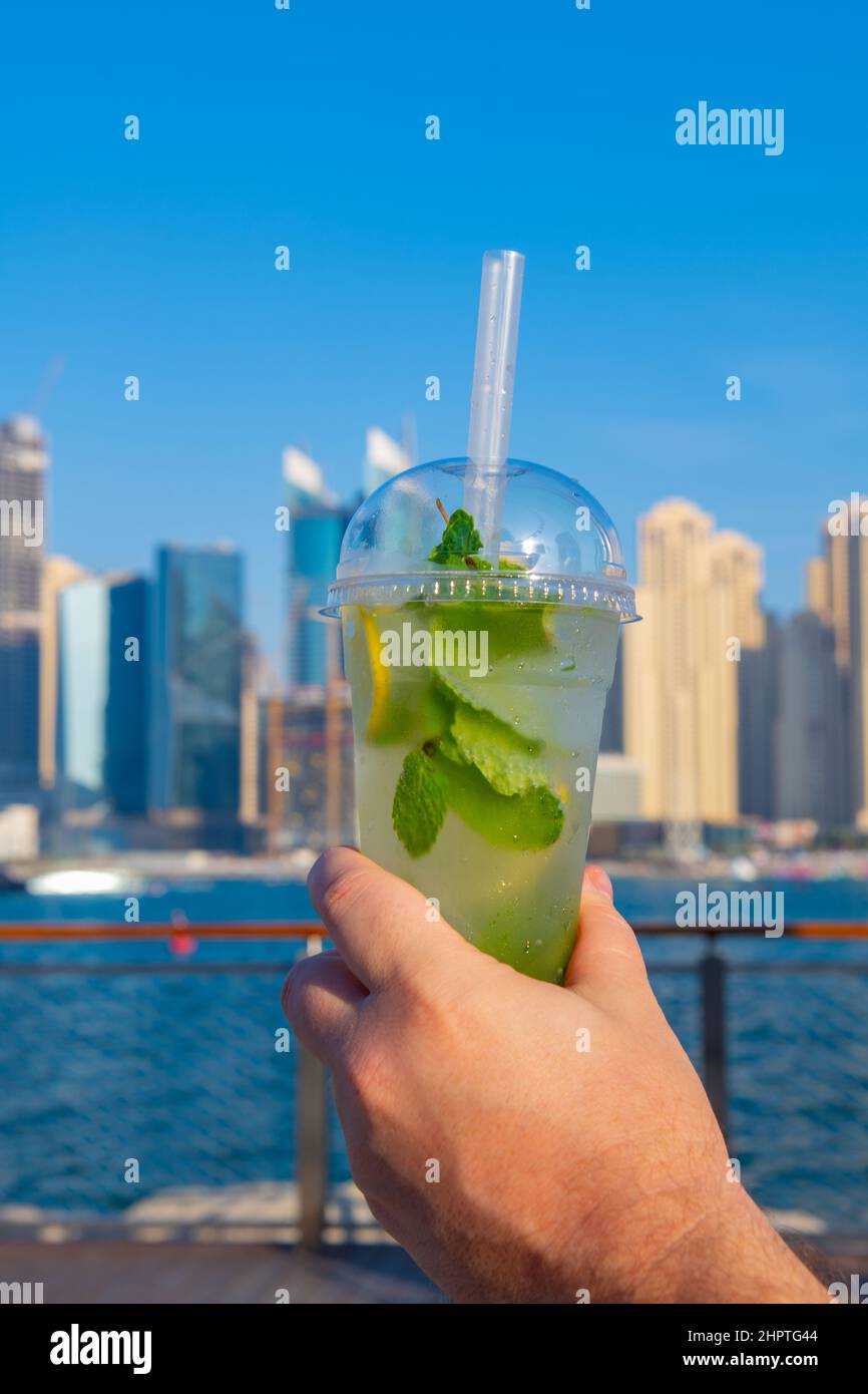 bright cold drink mojito with mint delicious very Stock Photo - Alamy