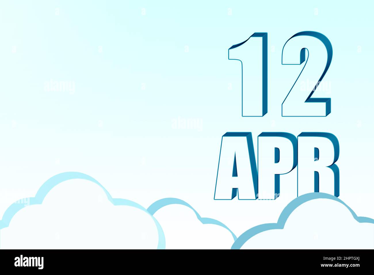 12th day of April. 3d calendar with the date of 12 April on blue sky ...
