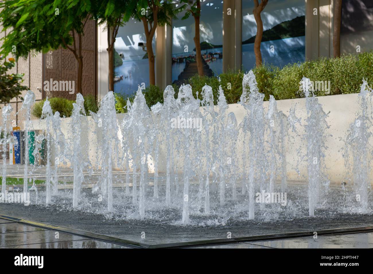 a small summer fountain on the playground Stock Photo - Alamy