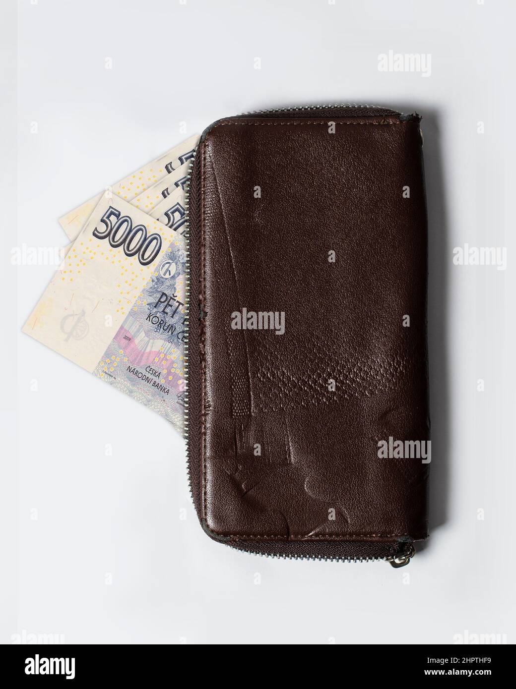 3D rendering of 5000 Czech koruna notes inside a purse Stock Photo - Alamy