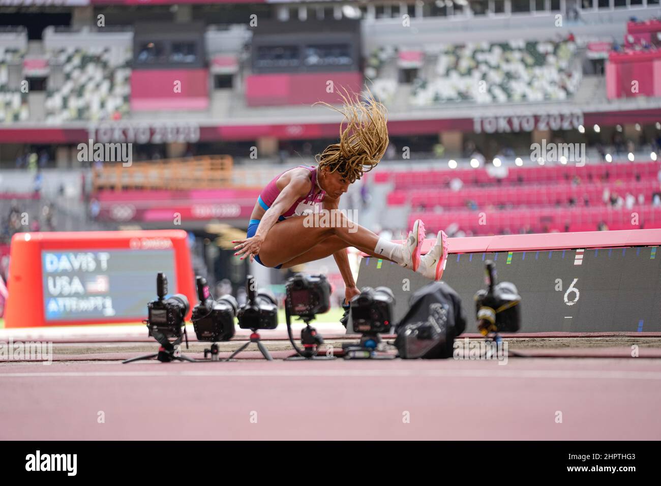 Tara Davis participating in the Tokyo 2020 Olympic Games in the long ...