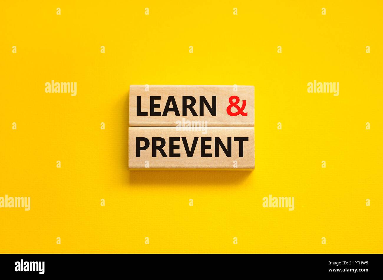 Learn and prevent symbol. Concept words Learn and prevent on wooden ...